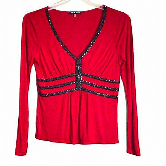 Cable & Gauge | Tops | Cable And Gauge Sequin Sparkle Red Blouse Large ...